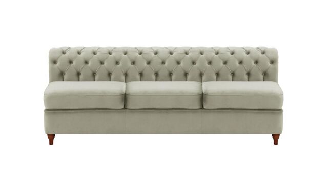 Chesterfield 3 Seater Modular Unit (3CP), silver, Leg colour: dark oak ...