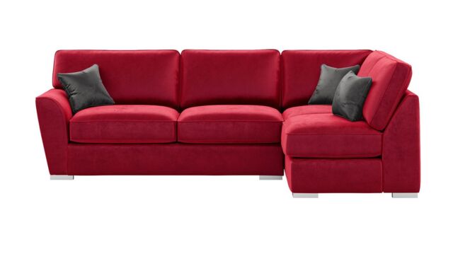 Majestic New Right Hand Corner Sofa with Fitted Back Cushions, dark red ...