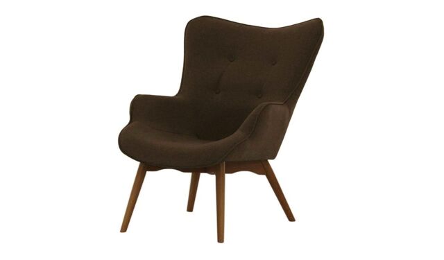 Ducon Wingback Chair, brown, Leg colour: dark oak by SLF24 | ufurnish.com