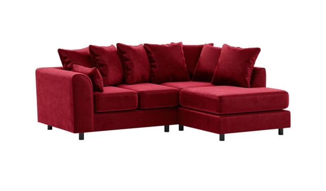 Dillon Velvet Right Hand Corner Sofa, dark red by SLF24 | ufurnish.com