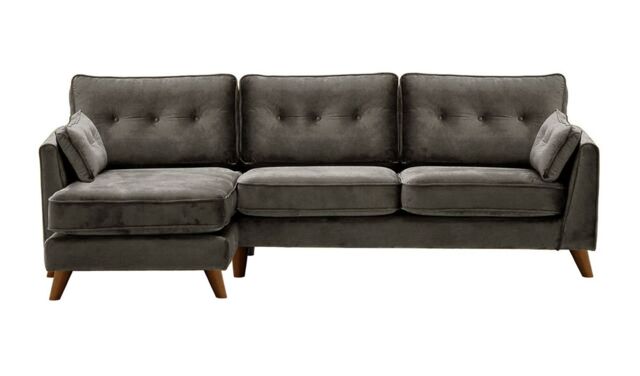 Magnus Left Hand Corner Sofa, graphite, Leg colour: dark oak by SLF24 ...