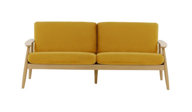 Demure 3 Seater Sofa with medical foam, mustard, Leg colour: like oak ...