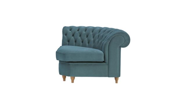 Chesterfield Curved Corner Modular Unit (CMC), dirty blue, Leg colour ...