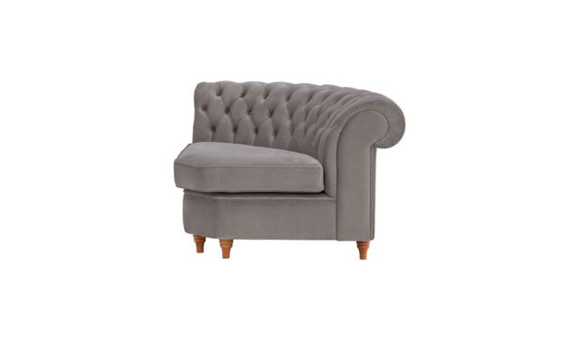 Chesterfield Curved Corner Modular Unit (CMC), grey, Leg colour: aveo ...