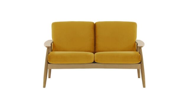 Demure 2 Seater Sofa with medical foam, mustard, Leg colour: like oak ...
