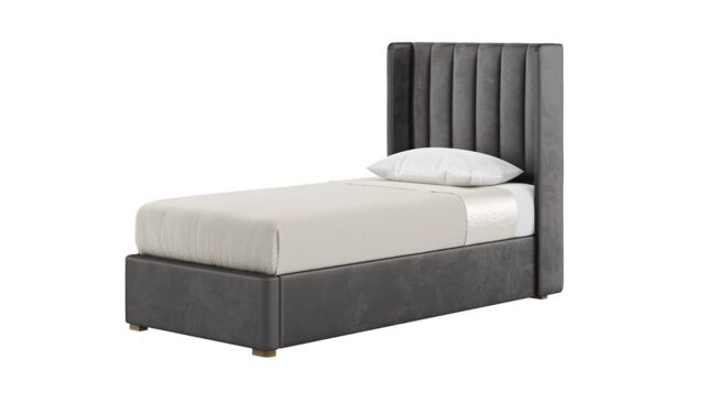 Naomi 3ft Single Bed Frame With Fluted Vertical Stitch Wing Headboard ...