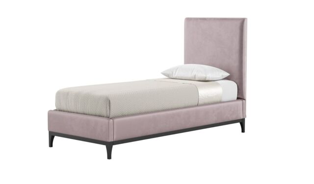 Diane 3ft Single Bed Frame with modern smooth headboard, lilac, Leg ...