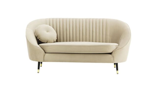Kooper 2 Seater Sofa with stitching, light beige, Leg colour: Black ...
