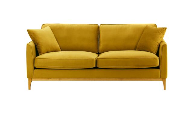 Linara 3 Seater Sofa, mustard, Leg colour: like oak by SLF24 | ufurnish.com
