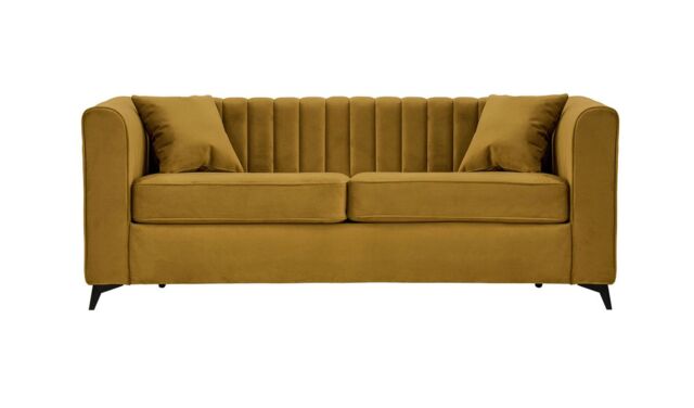 Mary Double Sofa Bed with medical foam, mustard, Leg colour: matte ...