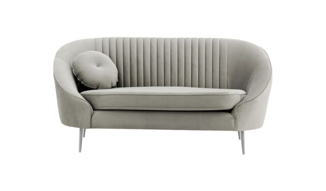 Kooper 2 Seater Sofa with stitching, silver, Leg colour: chrome metal ...