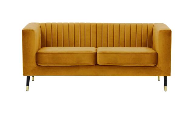 Slender 2 Seater Sofa with medical foam, mustard by SLF24 | ufurnish.com