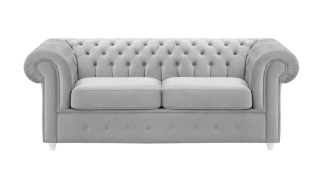 Chesterfield Max 2 Seater Sofa Bed, silver, Leg colour: white by SLF24 ...