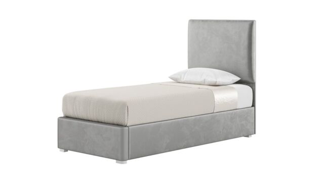 Darcy 3ft Single Bed Frame With Modern Smooth Headboard, silver, Leg colour: white by SLF24 ...
