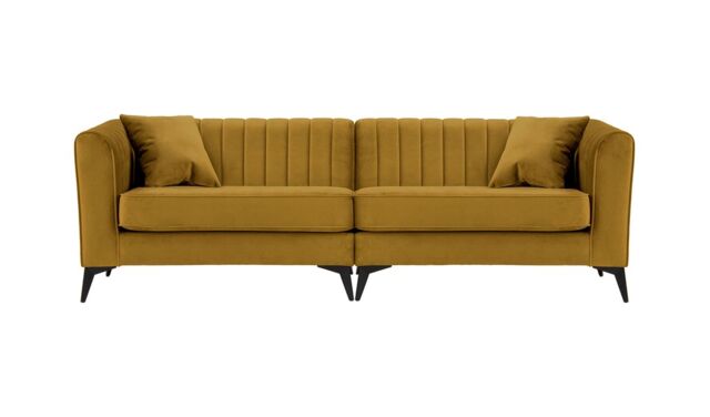 Mary 4 Seater Split Sofa (2+2) with medical foam, mustard, Leg colour ...