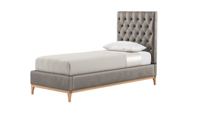 Marlon 3ft Single Bed Frame with luxury deep button quilted headboard ...