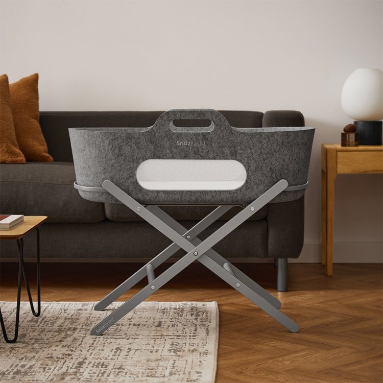 SnuzBaskit Dark Grey Moses Basket & Dove Stand by Snuz | ufurnish.com