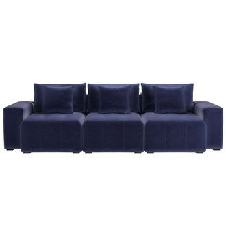 Romy 3 Seat Sofa in Prussian Blue Cotton Matt Velvet - sofa.com by sofa ...