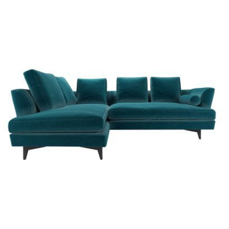 Larsen LHF Open End Corner Sofa in Deep Turquoise Cotton Matt Velvet ...