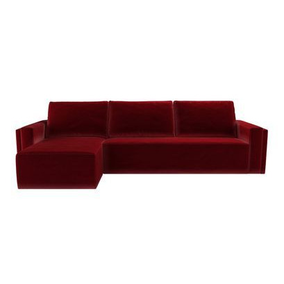 Oswald Left Hand Open End Corner Sofa in Claret Pure Cotton Matt Velvet ...
