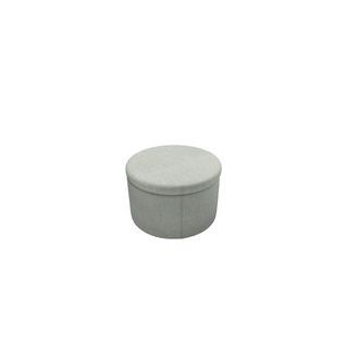 Luna Small Round Storage Footstool in Sea Glass Baylee Viscose Linen ...