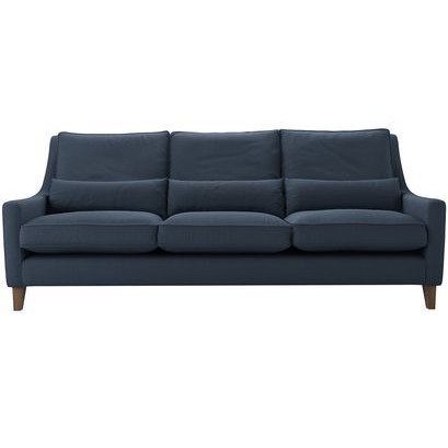 Iggy High Back 4 Seat Sofa in Midnight Blue Brushed Linen Cotton - sofa ...