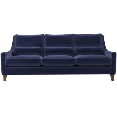 Iggy High Back 4 Seat Sofa in Prussian Blue Cotton Matt Velvet - sofa ...