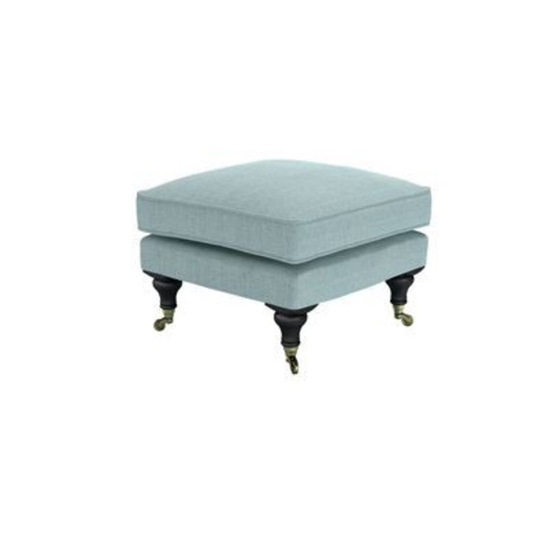Bluebell Small Square Footstool in Coastal House Herringbone Weave ...