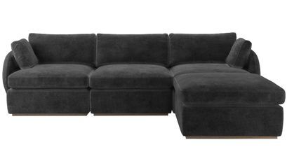 Ren Complete Set with Footstool in Raven Speckled Chenille - sofa.com ...