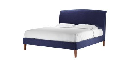 Thea Super King Bed in Prussian Blue Cotton Matt Velvet - sofa.com by ...