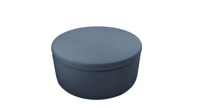 Luna Large Round Storage Footstool in Midnight Blue Brushed Linen ...
