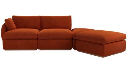 Ren LHF Modular Sofa in Brick Aquaclean Clever Velvet - sofa.com by ...
