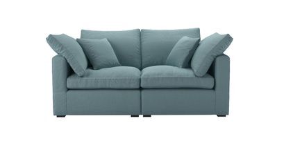 Long Island Slim 2 Seat Sofa in Lagoon Brushed Linen Cotton - sofa.com ...