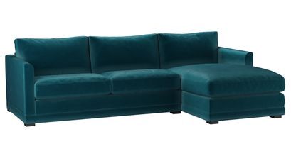 Aissa Medium RHF 2.5 Seat Storage Chaise Sofa Bed in Deep Turquoise Cotton Matt Velvet - sofa ...