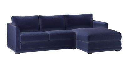 Aissa Small RHF 2 Seat Chaise Sofa Bed in Prussian Blue Cotton Matt ...