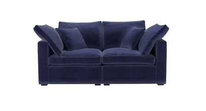 Long Island Slim 2 Seat Sofa in Prussian Blue Cotton Matt Velvet - sofa ...
