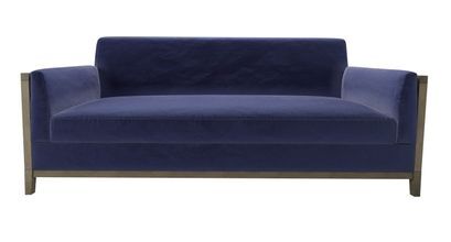 Chester Three Seat Sofa in Prussian Blue Pure Cotton Matt Velvet - sofa ...