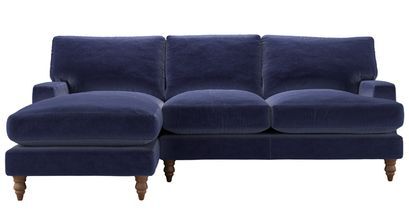 Isla Medium LHF Chaise Sofa in Prussian Blue Cotton Matt Velvet - sofa ...