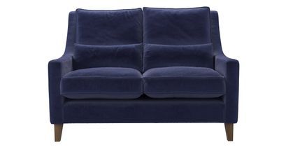 Iggy High Back 2 Seat Sofa in Prussian Blue Cotton Matt Velvet - sofa ...