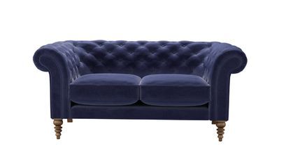 Oscar 2 Seat Sofa in Prussian Blue Cotton Matt Velvet - sofa.com by ...