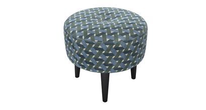 Jack Small Round Footstool in Multi Blue Lattice Velvet - sofa.com by ...