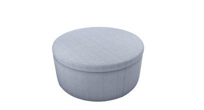 Luna Large Round Storage Footstool in Uniform House Herringbone Weave ...