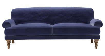 Saturday 3 Seat Sofa in Prussian Blue Cotton Matt Velvet - sofa.com by ...