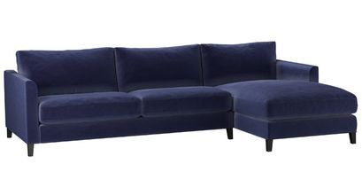 Izzy Large RHF Chaise Sofa in Prussian Blue Cotton Matt Velvet - sofa ...