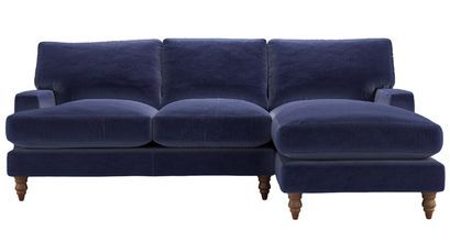 Isla Medium RHF Chaise Sofa in Prussian Blue Cotton Matt Velvet - sofa ...