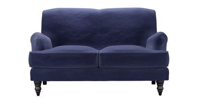 Snowdrop 2 Seat Sofa (breaks down) in Prussian Blue Cotton Matt Velvet ...