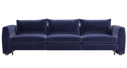 Tiffany 3 Seat Sofa in Prussian Blue Cotton Matt Velvet - sofa.com by ...