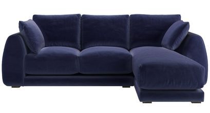 Carmel RHF Chaise Sofa in Prussian Blue Cotton Matt Velvet - sofa.com ...