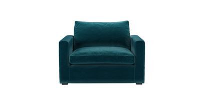 Long Island Slim Armchair in Deep Turquoise Cotton Matt Velvet - sofa ...