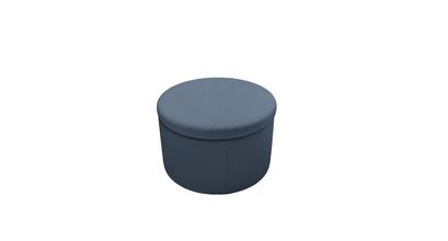 Luna Small Round Storage Footstool in Midnight Blue Brushed Linen ...